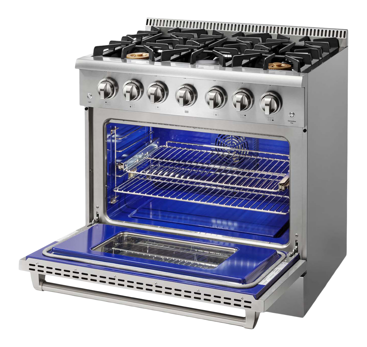 Buy 36 Inch Stainless Steel Dual Fuel Gas Range & Stove (HRG3618U ...